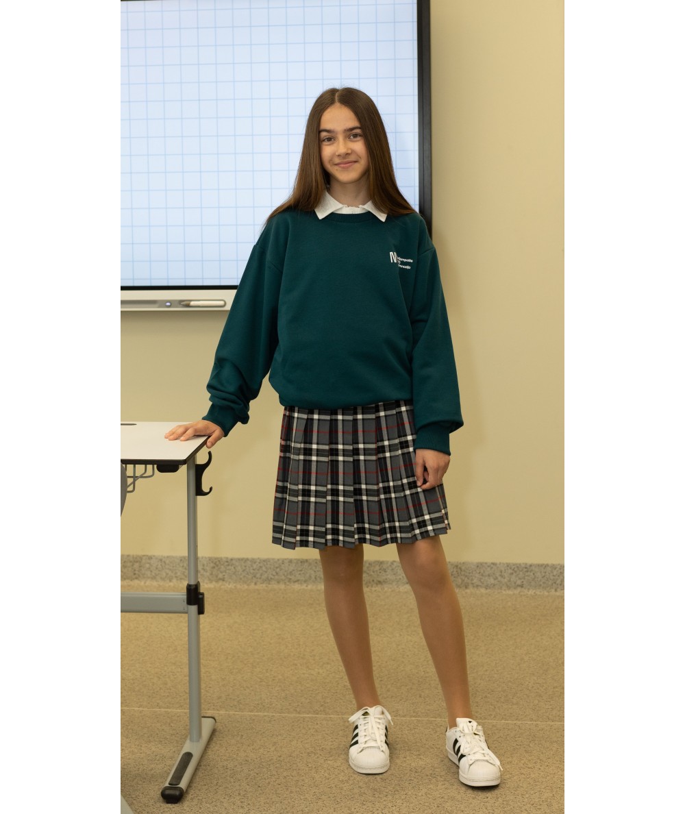 Uždaras, turkio spalvos mokyklinis džemperis vyresniems