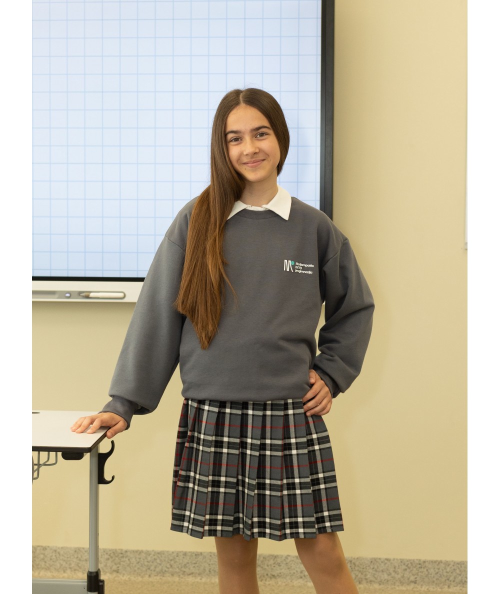 Uždaras, pilkas mokyklinis džemperis vyresniems